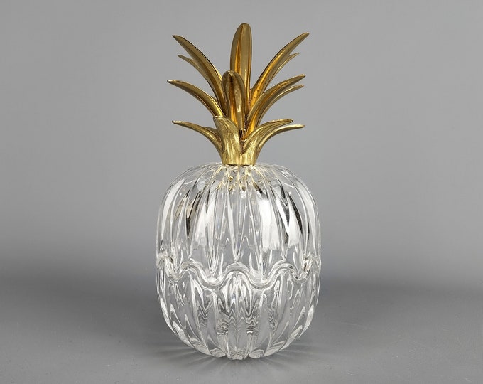 Vintage Crystal Cut Glass and Brass Pineapple Jar With Lid | Mid ...