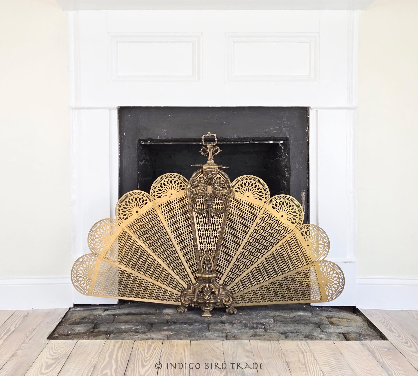 Rare Large French Louis XVI Style Gilded Bronze Fan-shaped Fireplace ...
