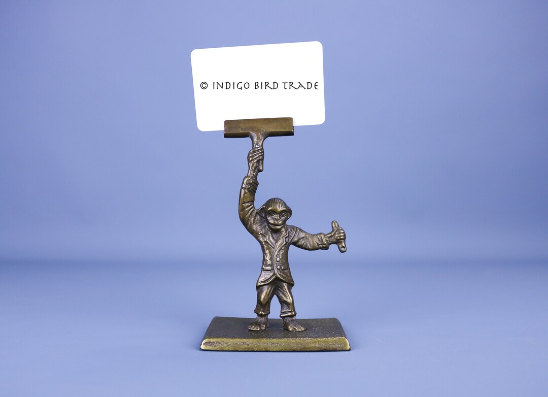 Vintage Brass Monkey Butler Card Holder Stand | Antique Bronze Monkey ...