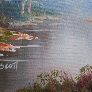 Vintage M.scott Original Framed Oil Painting on Canvas Mountain River ...