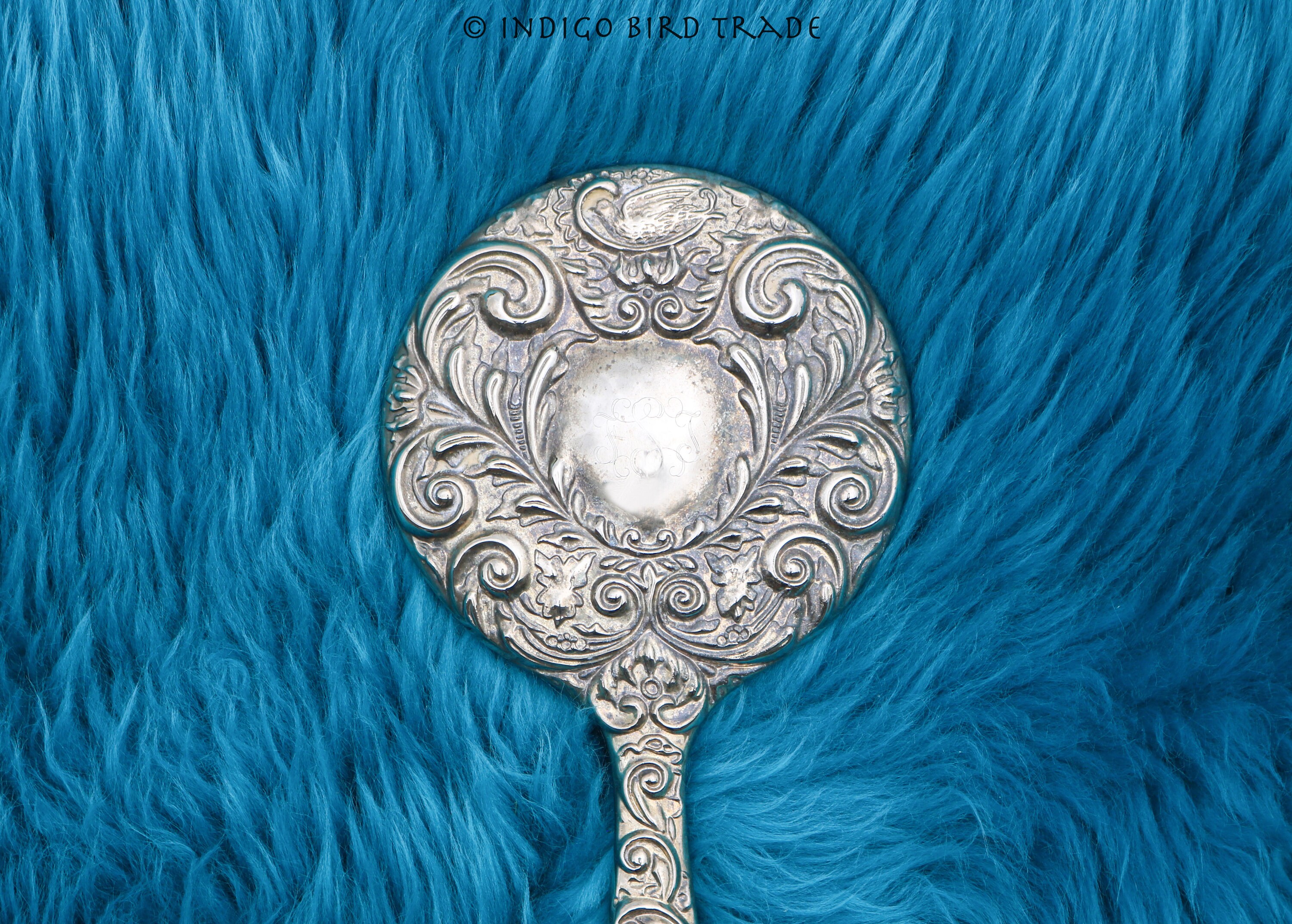 Antique Silver Plated Repousse Hand Mirror With Bird | Victorian Art ...