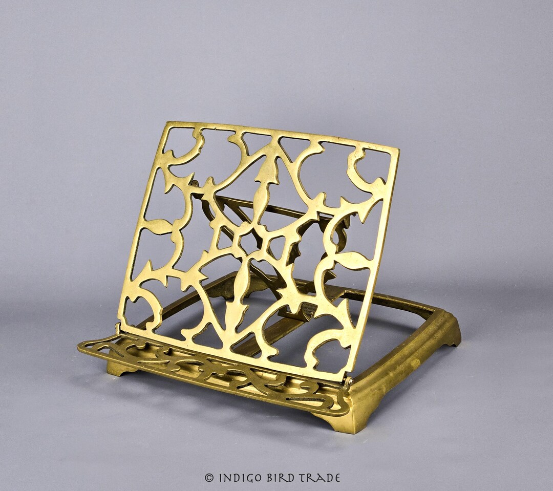 Large Brass Folding Book Stand Art Easel Vintage | Adjustable Book ...