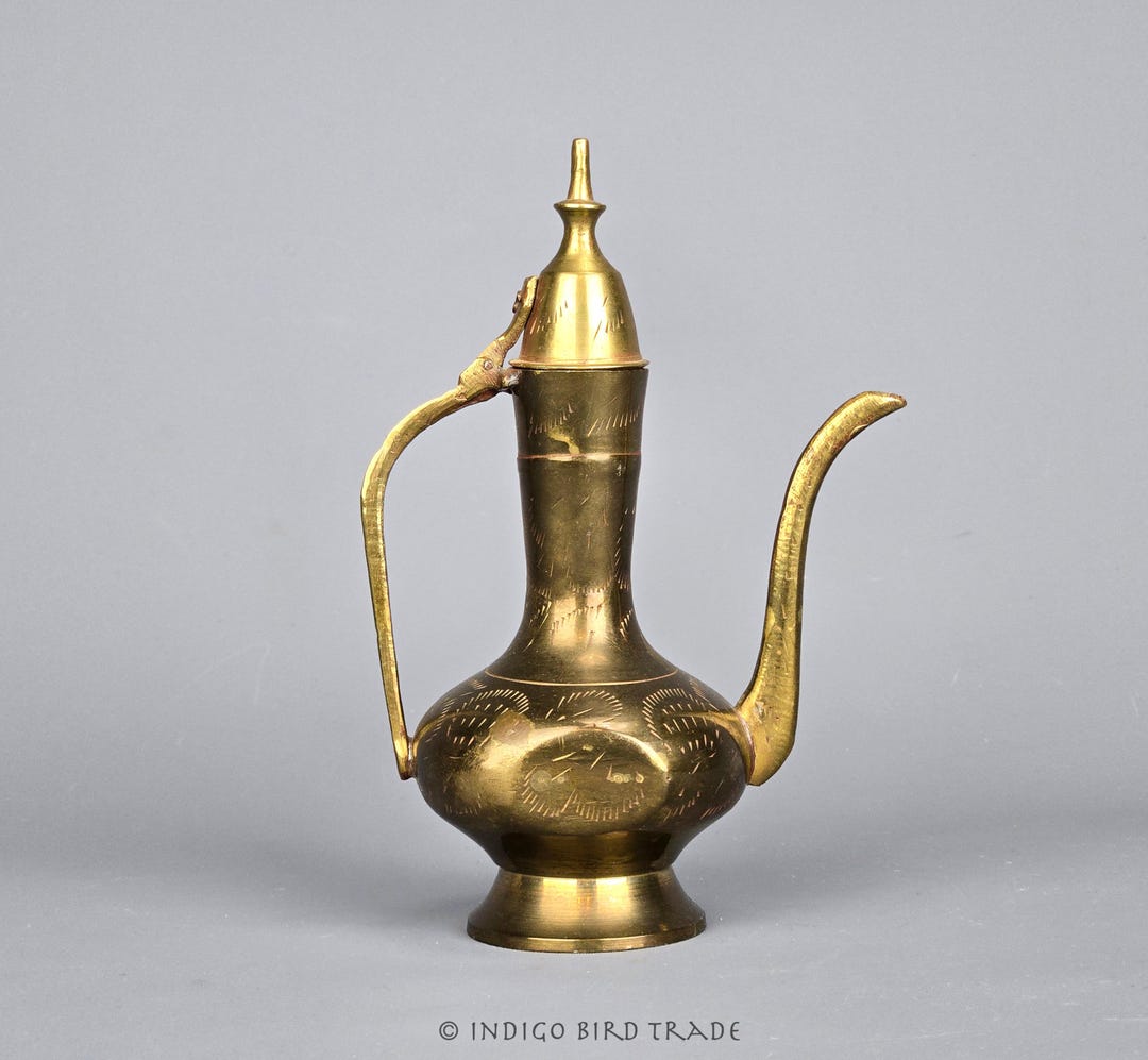 Vintage Small Etched Brass Arabic Dallah Coffee Pot | Antique Miniature ...