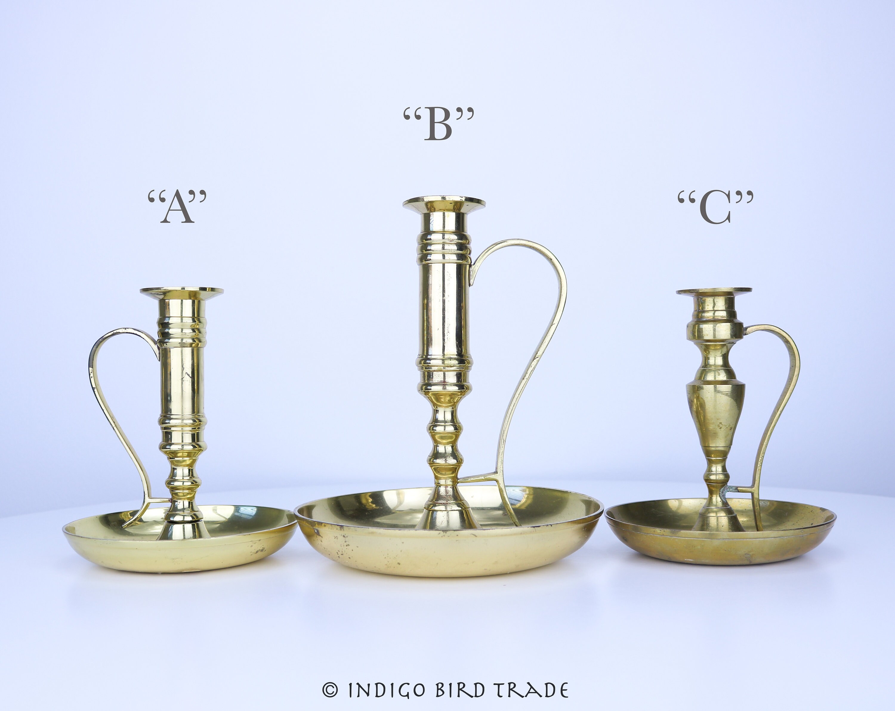 Vintage Brass Chamber Candlestick | Antique Candle Holder With Handle ...