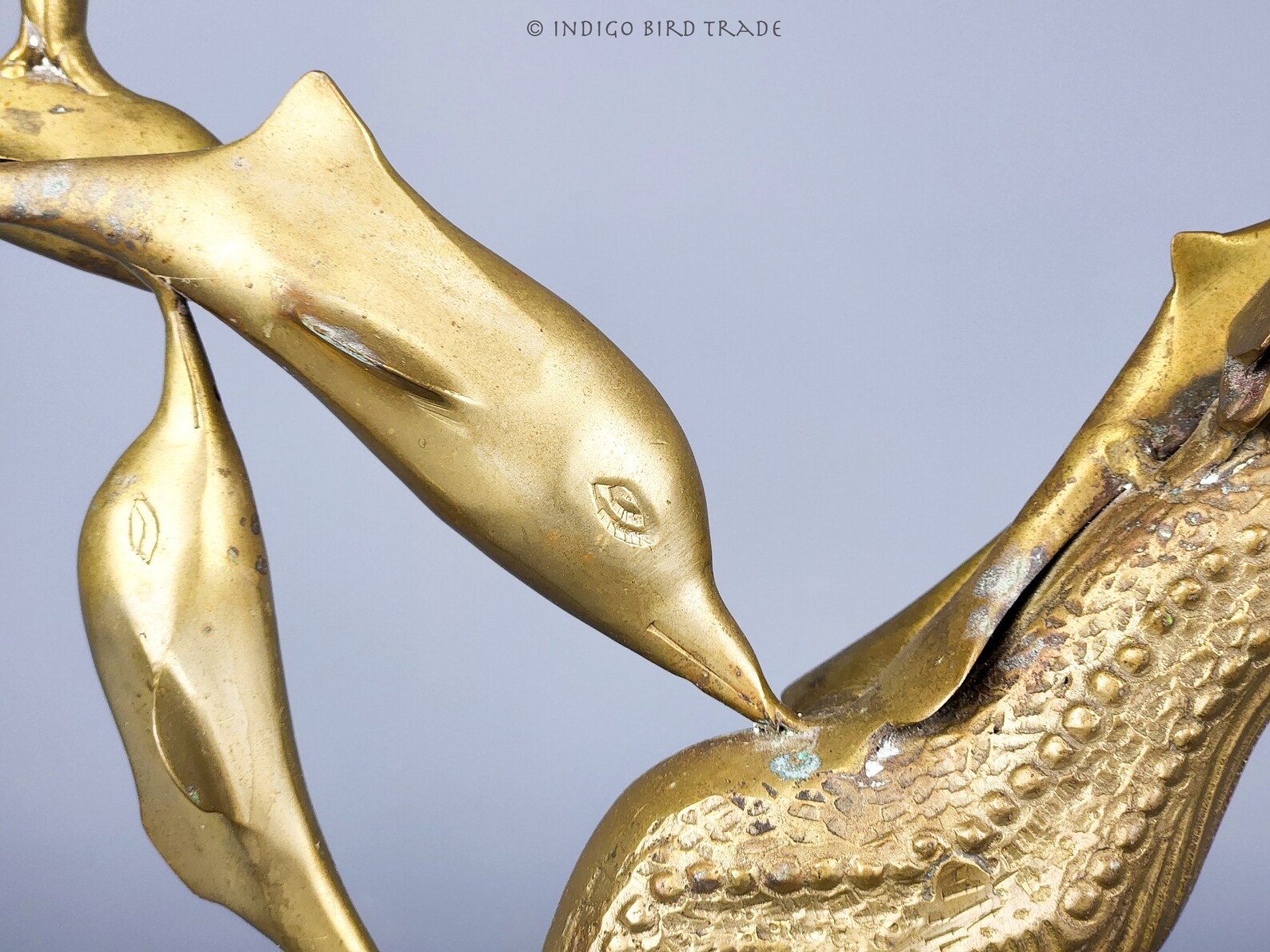 Large Solid Brass Dolphin Sculpture | Vintage Gold Dolphin Statue Mid ...