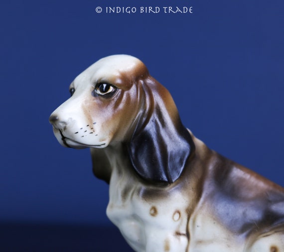 Vintage Porcelain Basset Hound Beagle Dog Figurine Antique - Etsy