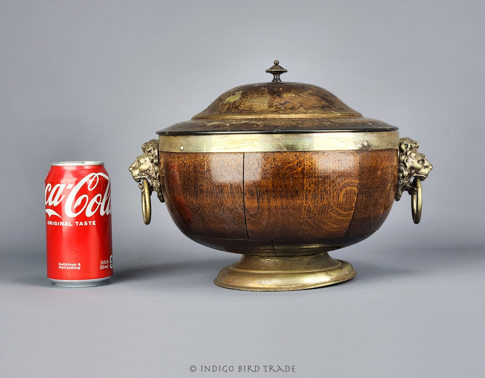 Antique English Oak & Silver Plated Victorian Pedestal Trophy Salad or ...