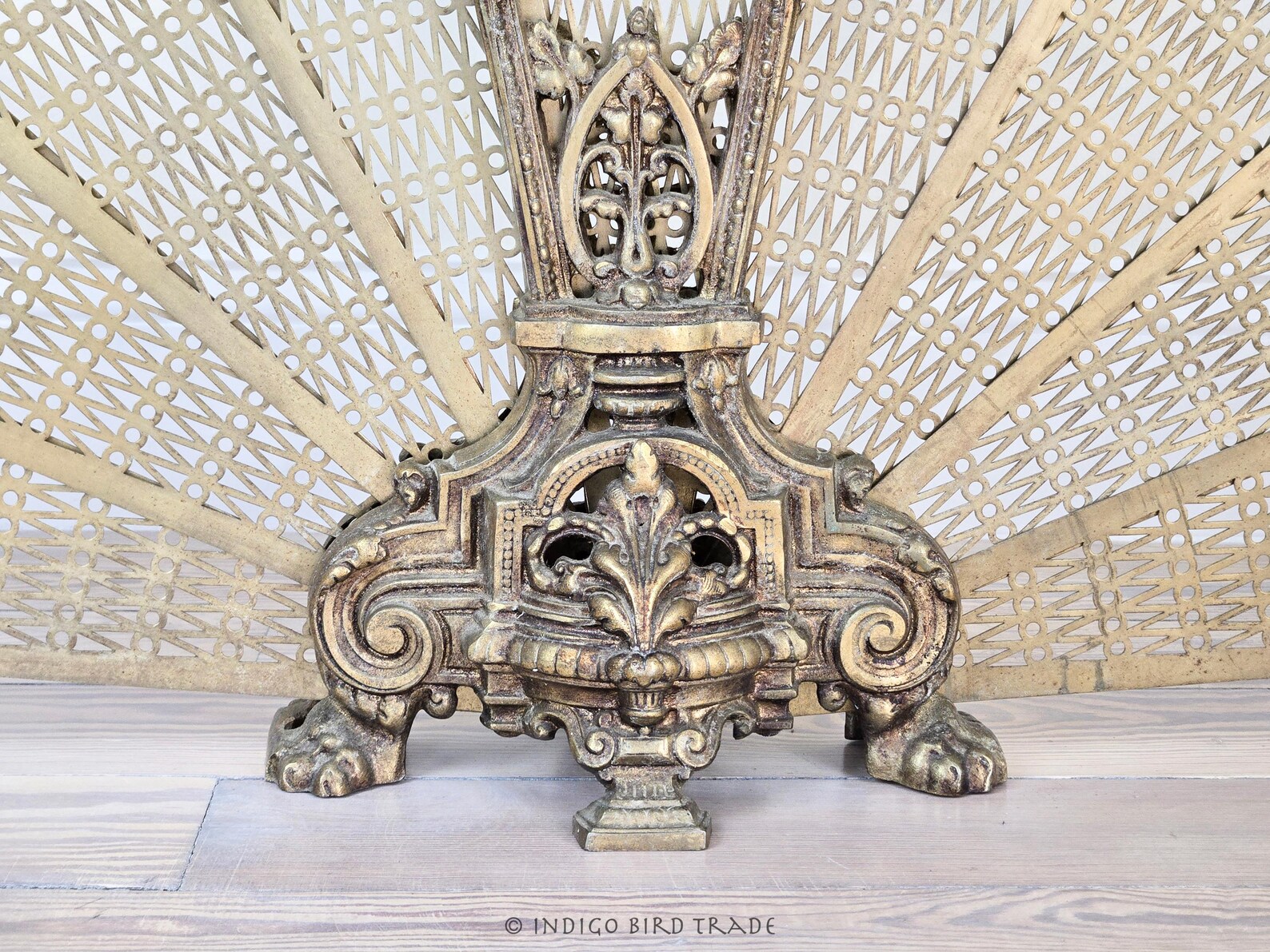 Rare Large French Louis XVI Style Gilded Bronze Fan-shaped Fireplace ...