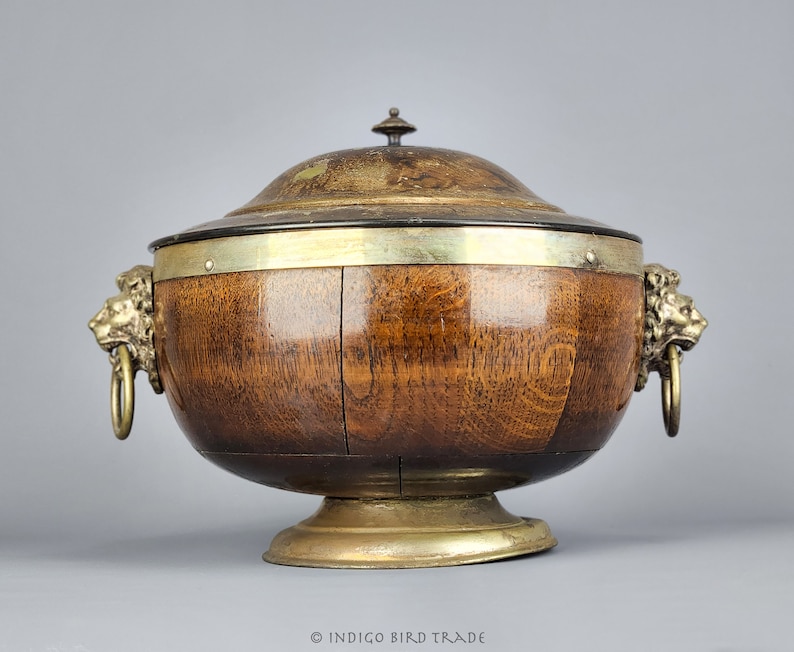 Antique English Oak & Silver Plated Victorian Pedestal Trophy Salad or ...