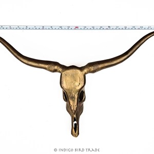 Large Longhorn Solid Brass Skull Wall Mounted Sculpture | Vintage Gold ...