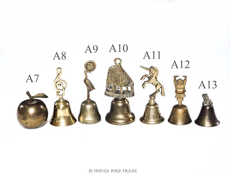 Vintage Solid Brass Bell Lot | Bronze Hand Bell | Ornate Christmas Bell ...