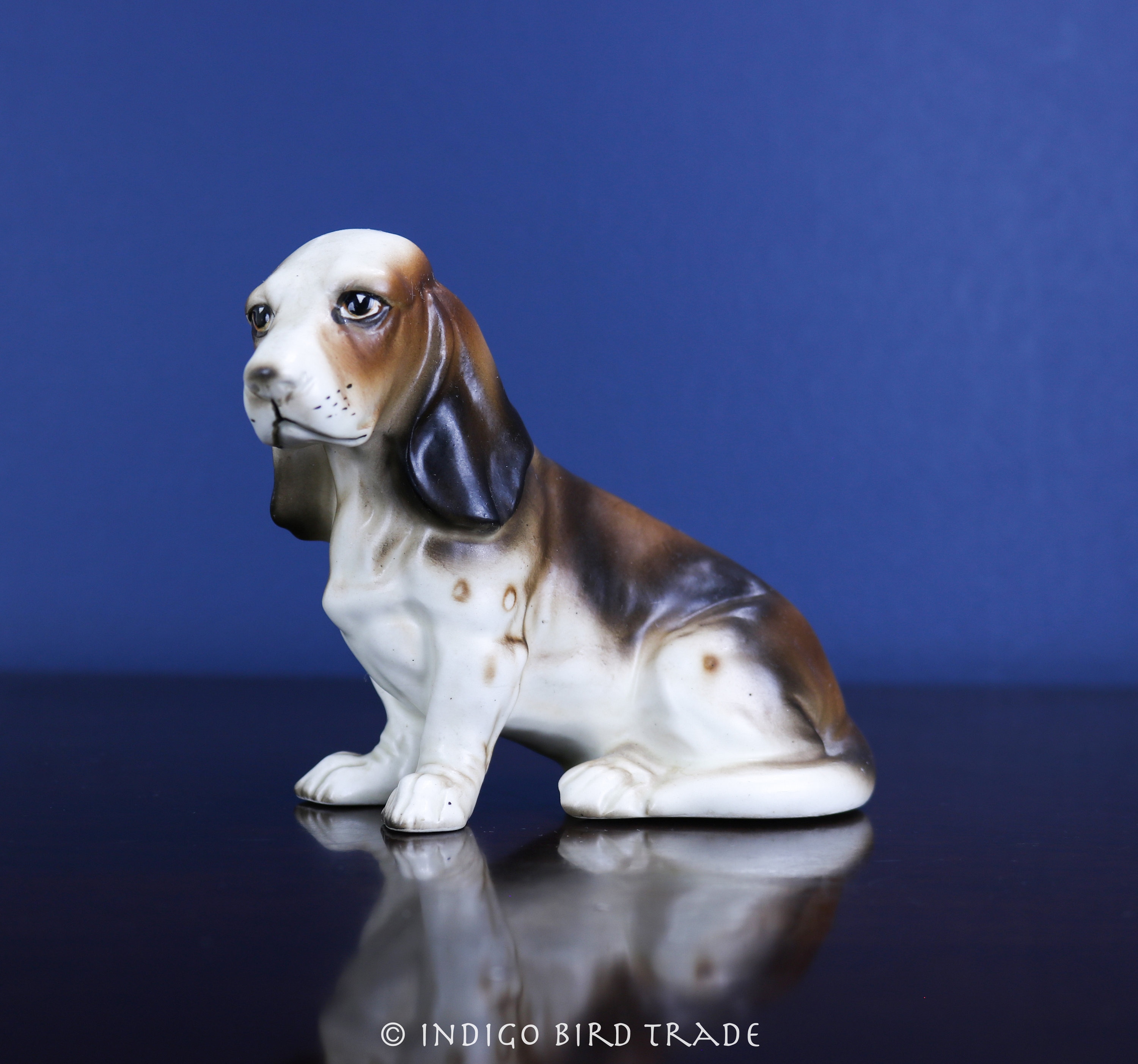 Vintage Porcelain Basset Hound Beagle Dog Figurine Antique | Etsy
