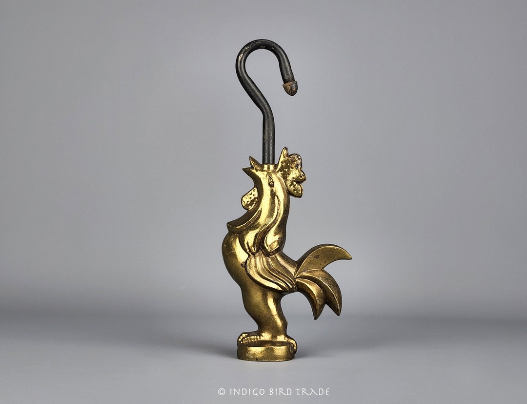 Vintage Solid Brass Damper Pull Rooster | Antique Metal Chicken ...