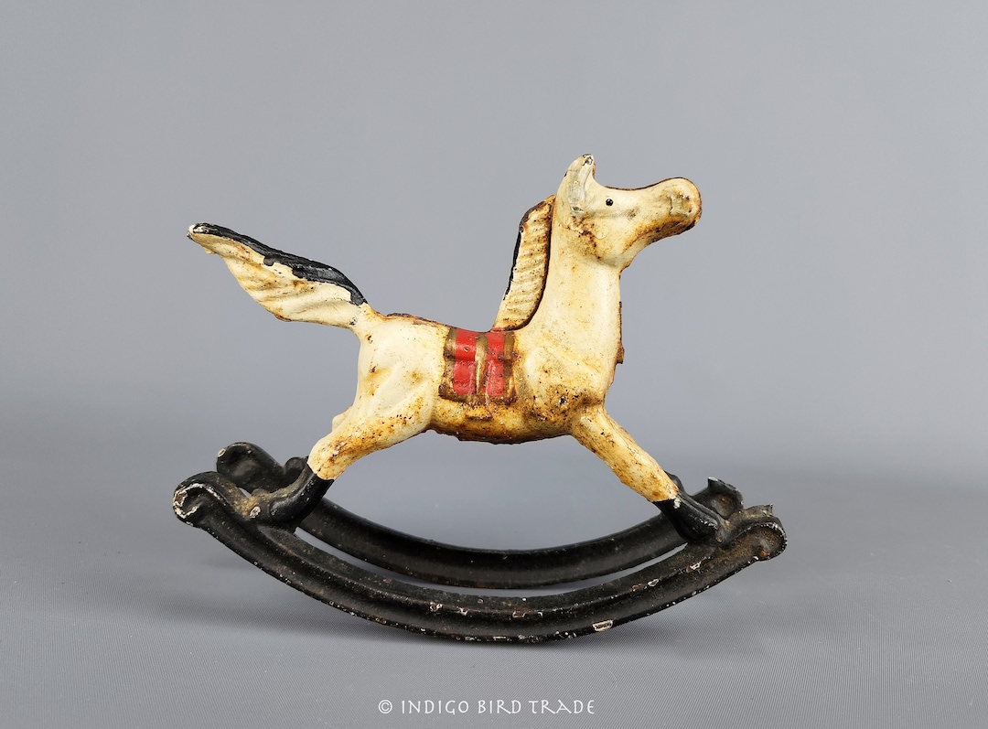 Vintage Cast Iron Rocking Horse Antique Painted Metal - Etsy