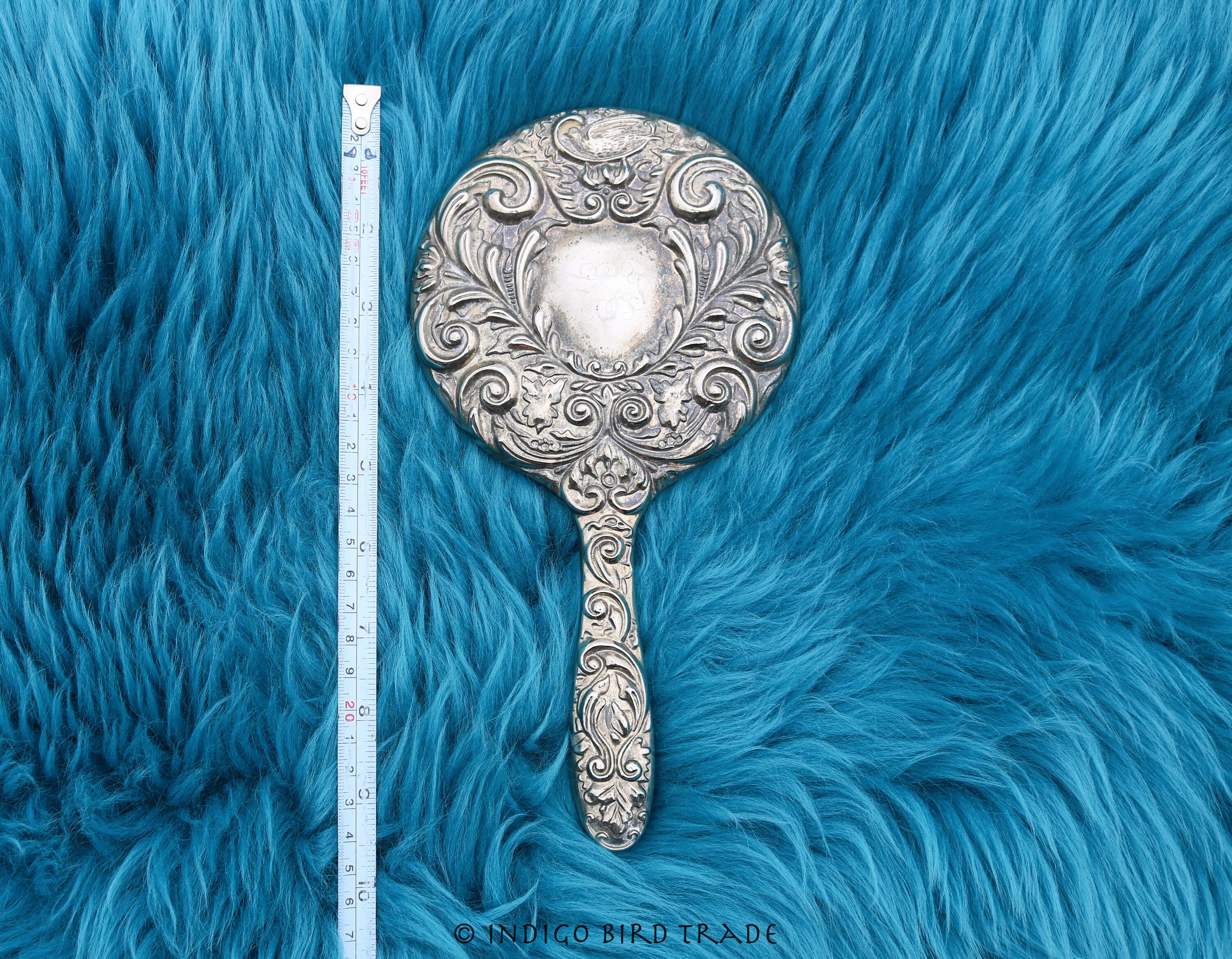 Antique Silver Plated Repousse Hand Mirror With Bird | Victorian Art ...