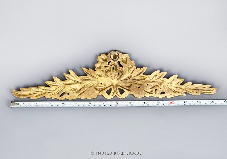 Large Vintage Brass French Bow Ornate Pediment | Antique Wall Hanging ...