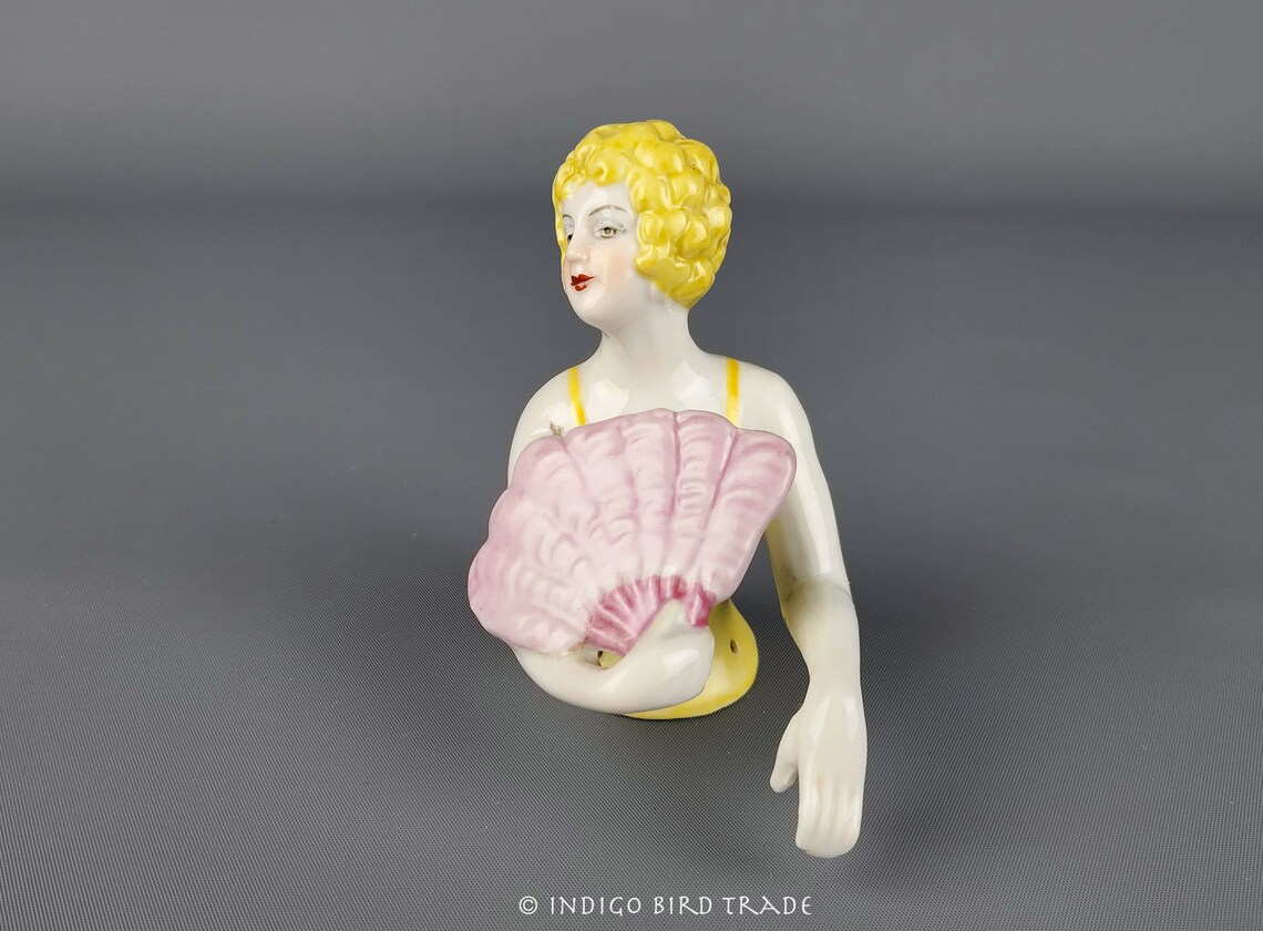1920's German Porcelain Half Doll With Fan Figurine - Etsy
