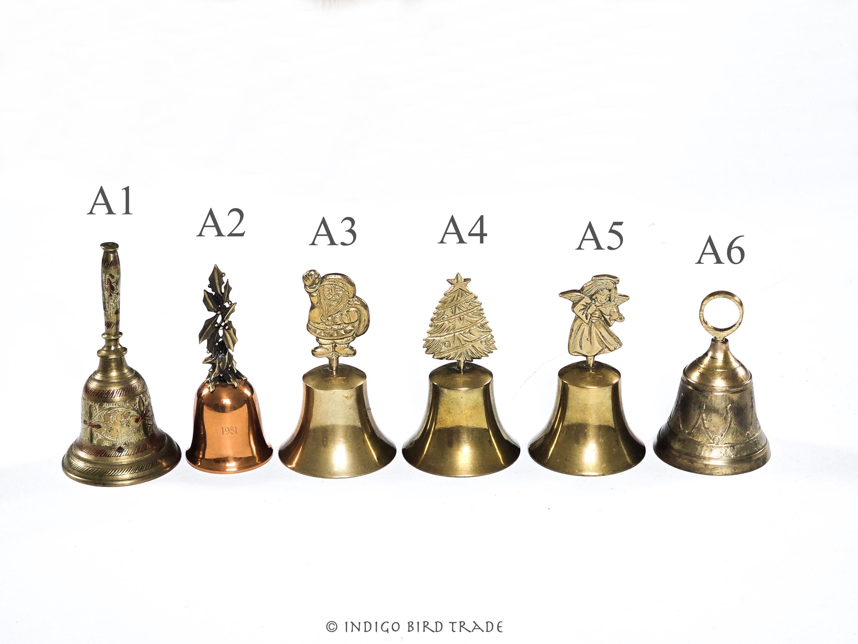 Vintage Solid Brass Bell Lot | Bronze Hand Bell | Ornate Christmas Bell ...