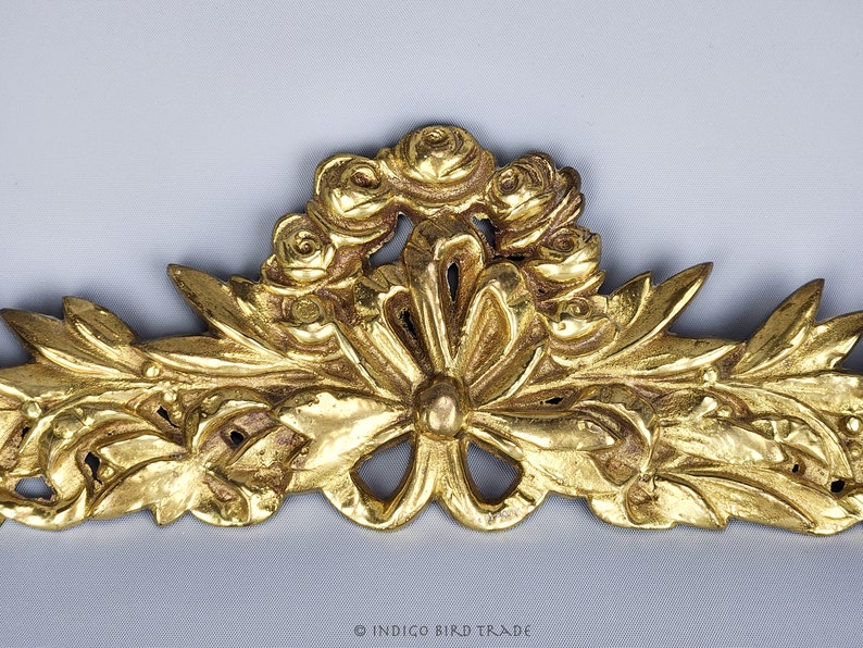 Large Vintage Brass French Bow Ornate Pediment | Antique Wall Hanging ...