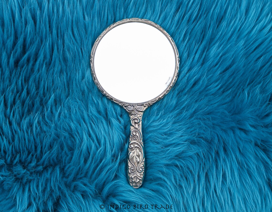 Antique Silver Plated Repousse Hand Mirror With Bird - Etsy
