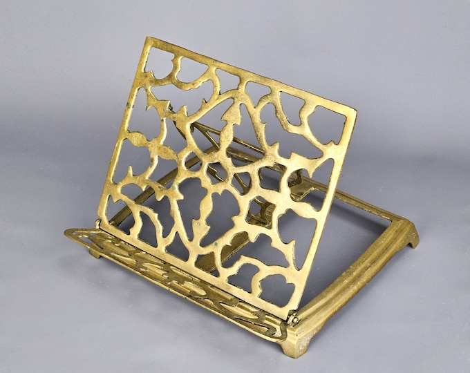 Large Brass Folding Book Stand Art Easel Vintage | Adjustable Book ...