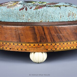 1800's Victorian English Beaded Tuffet Foot Stool Porcelain Feet ...