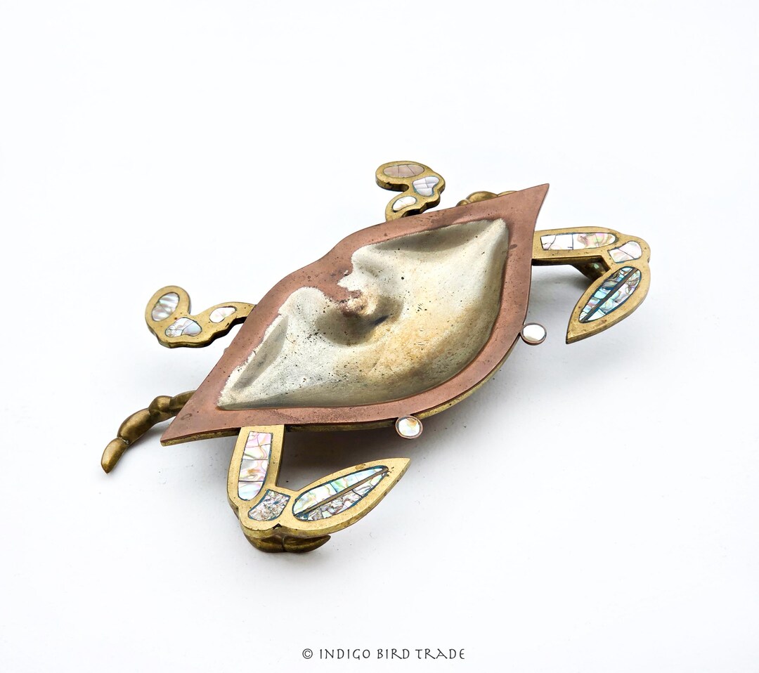 Mid Century Copper and Abalone Shell Crab Display Tray Los Castillo ...