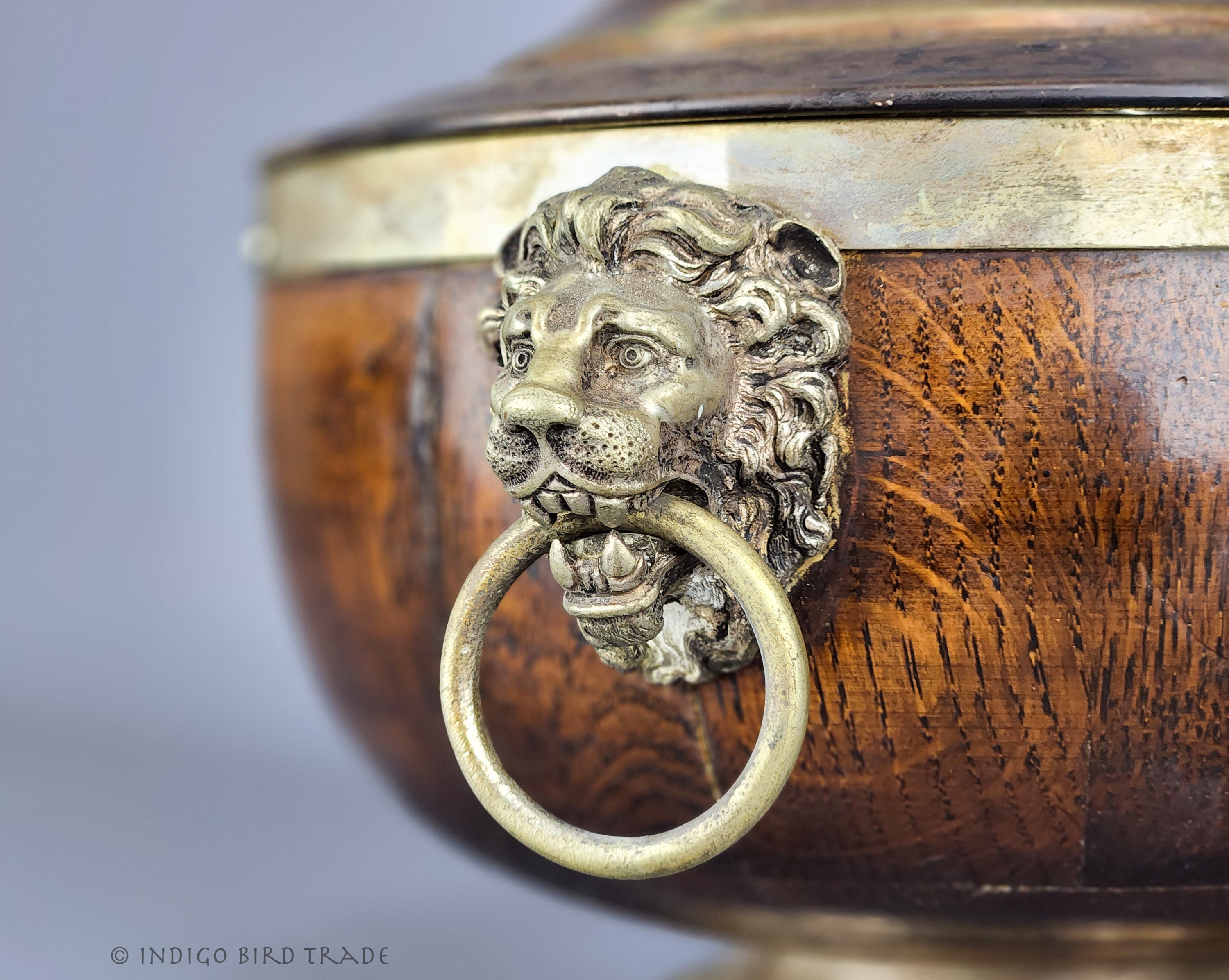 Antique English Oak & Silver Plated Victorian Pedestal Trophy Salad or ...