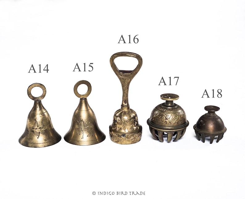 Vintage Solid Brass Bell Lot | Bronze Hand Bell | Ornate Christmas Bell ...