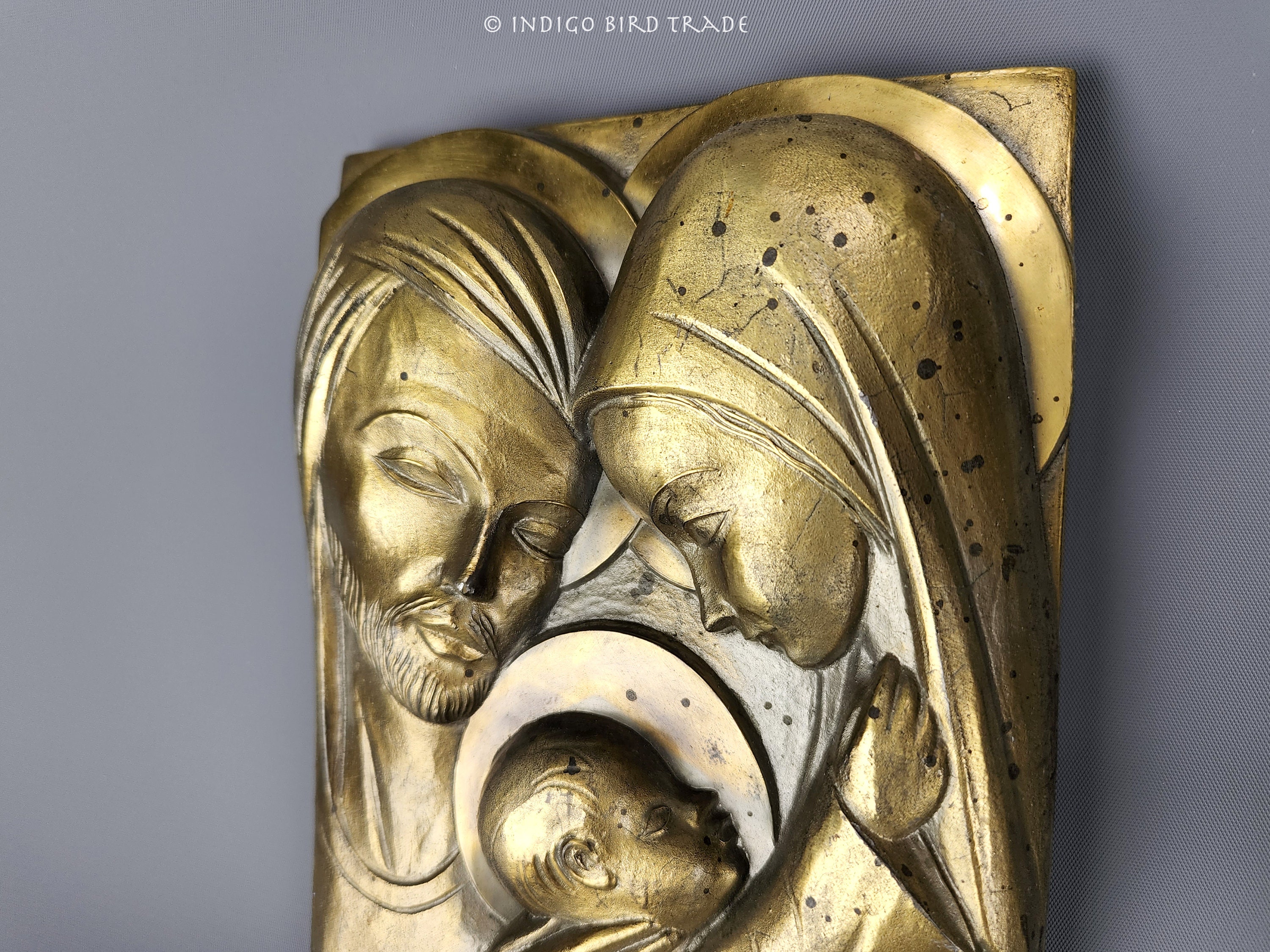 Antique Gilt Metal Holy Family Wall Hanging Plaque High - Etsy