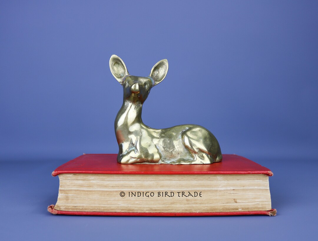 Vintage Brass Deer Fawn Figurine | Gold Metal Doe Statue | Antique Elk ...
