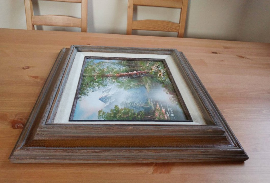 Vintage M.scott Original Framed Oil Painting on Canvas Mountain River ...