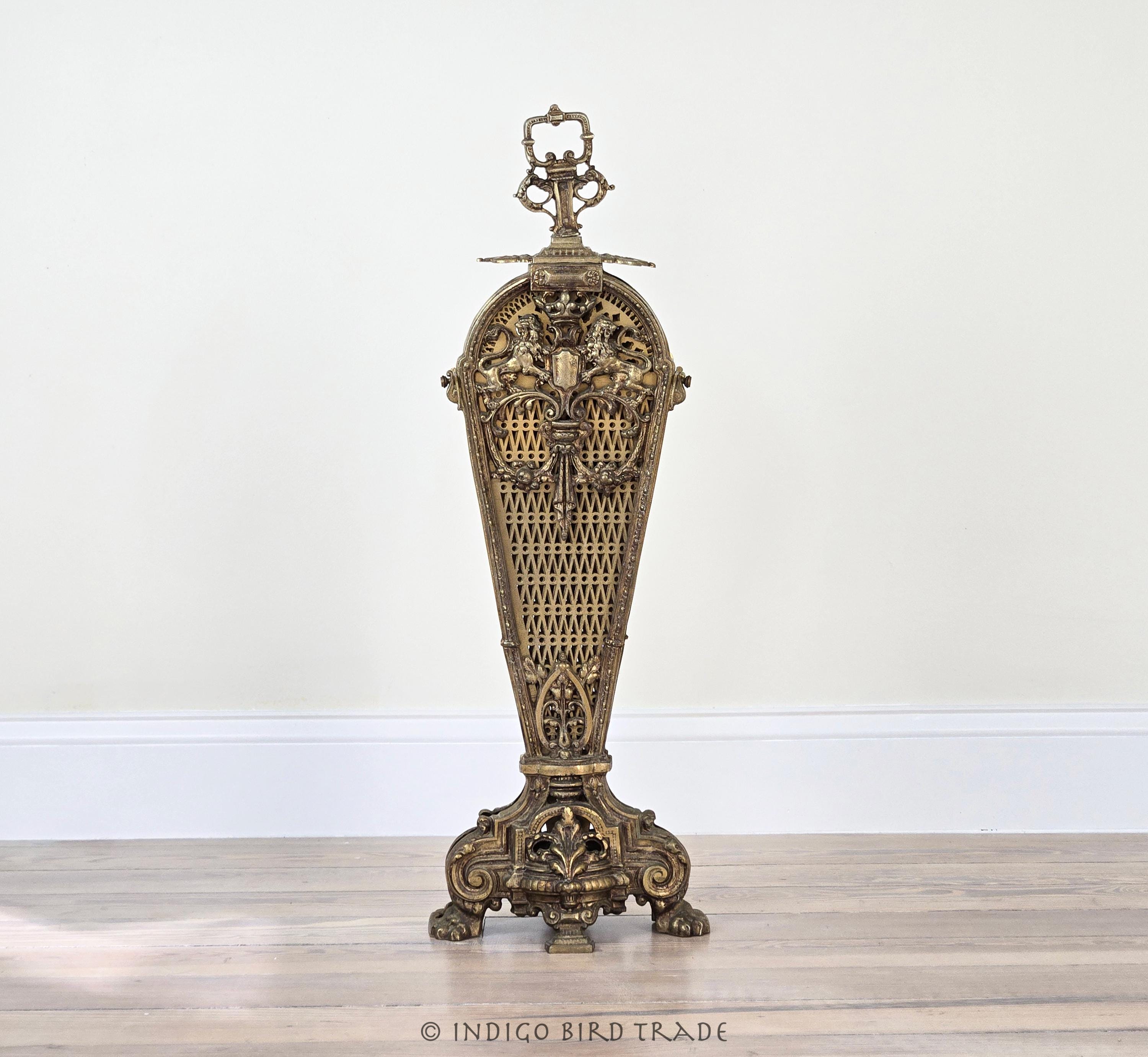 Rare Large French Louis XVI Style Gilded Bronze Fan-shaped Fireplace ...