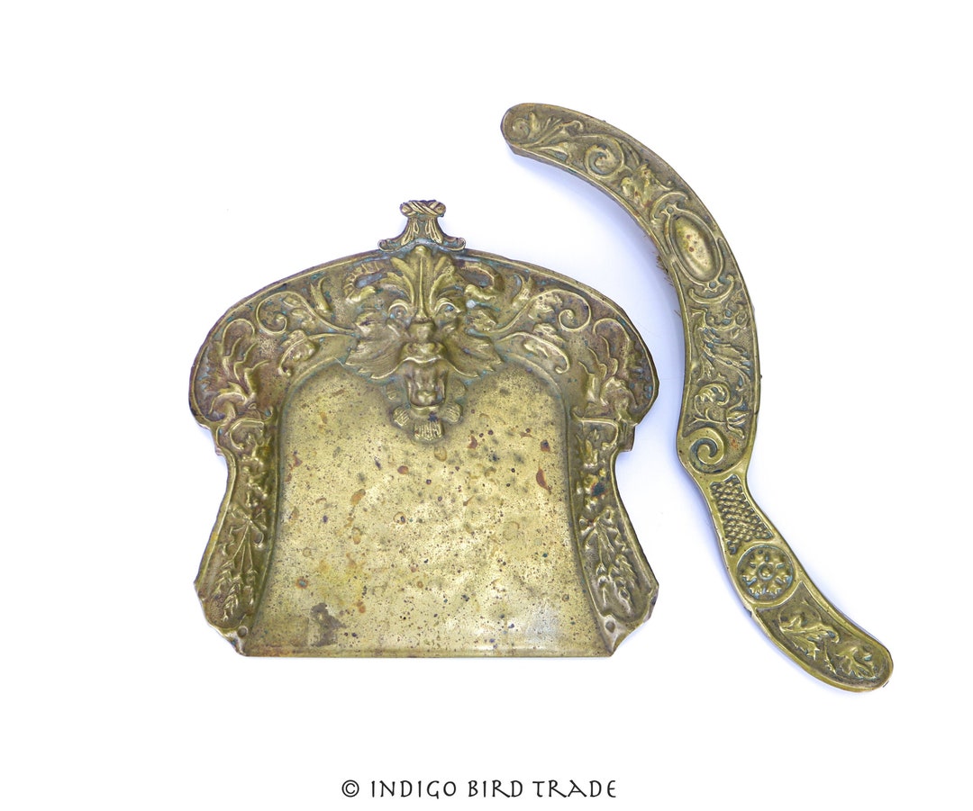 1800's Antique Brass Dustpan and Brush Victorian Era | Vintage Ornate ...