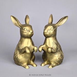 Rare Pair of Solid Brass Bunny Bookends | Vintage Gold Metal Rabbit ...
