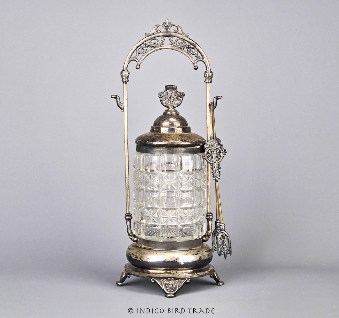 1880's Silverplate Pickle Castor Jar and Tongs by Simpson Hall Miller ...