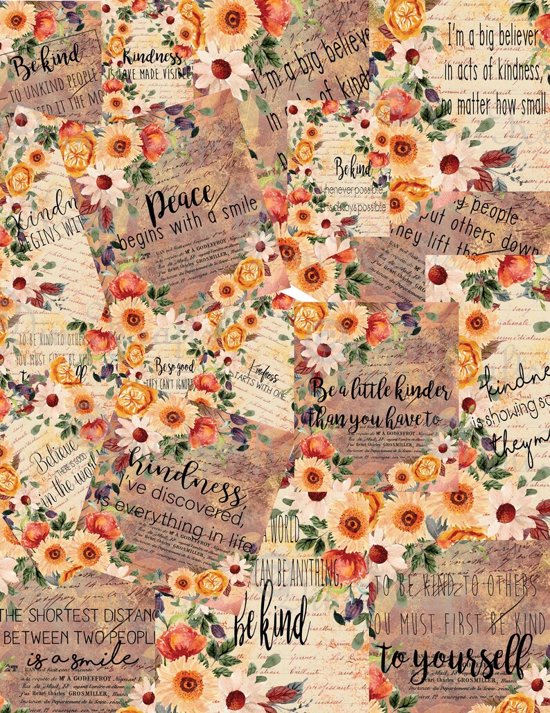 Kindness Art Cards Printable Be Kind Flower Card Friendship - Etsy