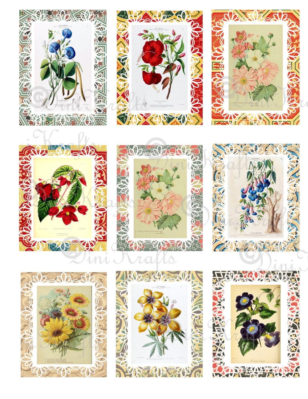 Printable Flower Card Journal Tags Gift Floral Art Cards Card - Etsy