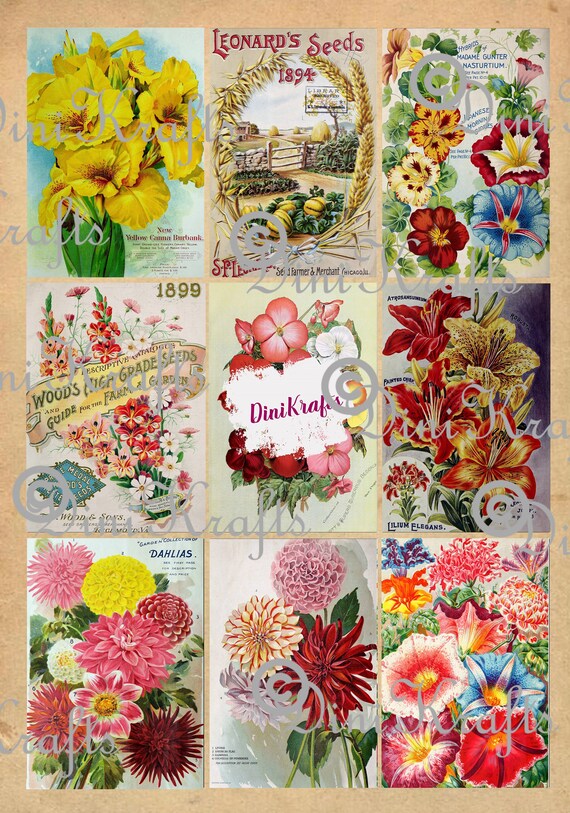 Printable Seed Packet Cards Art Journal Cards Botanical Garden | Etsy