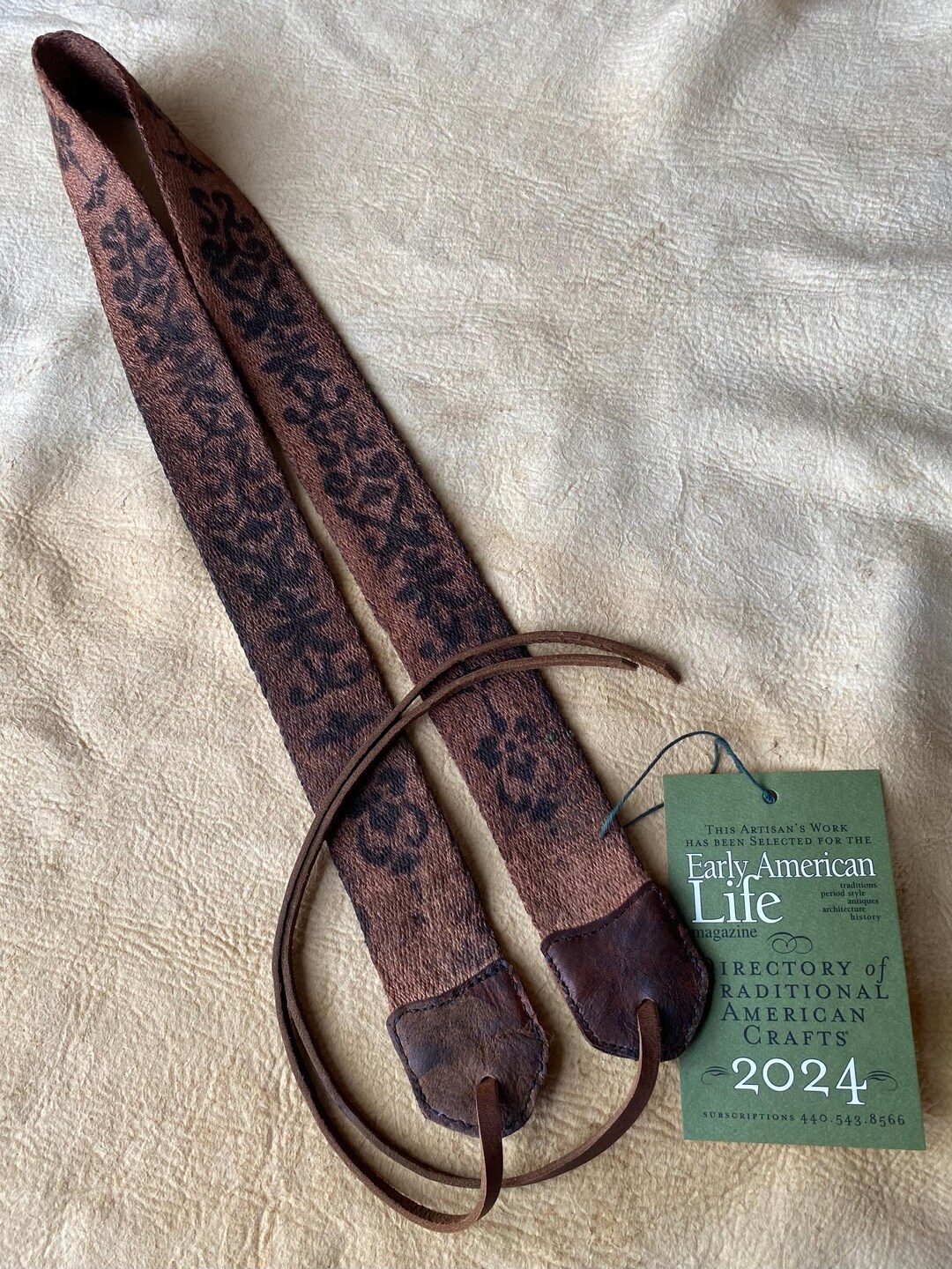 Handwoven Linen Powder Horn Strap! Dyed With Cutch, Printed With ...