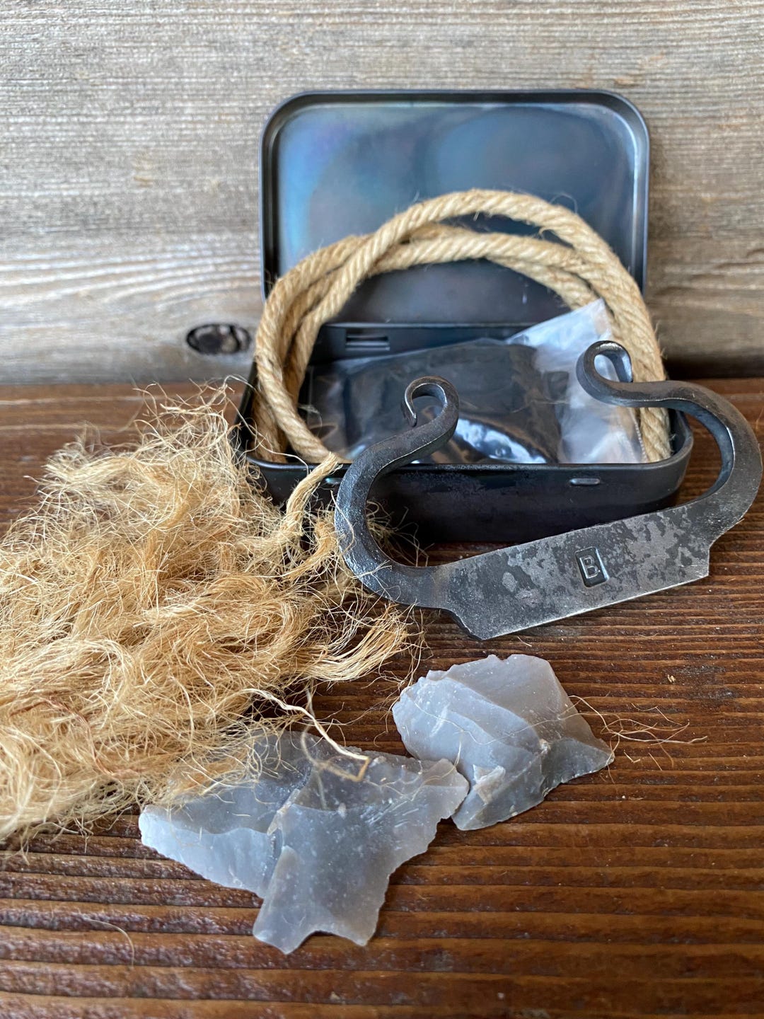 Flint & Steel Set. Complete Fire Making Kit With Classic C Striker - Etsy