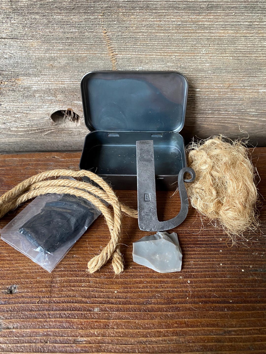 Flint & Steel Set. Complete Fire Making Kit With English Monkey Tail ...