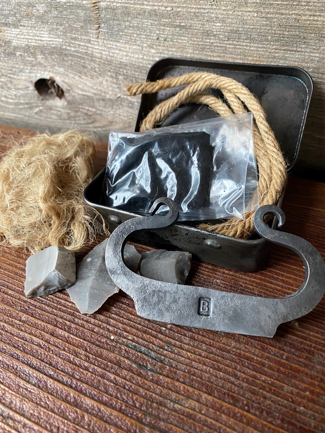 Flint & Steel Set. Complete Fire Making Kit With Classic C Striker - Etsy
