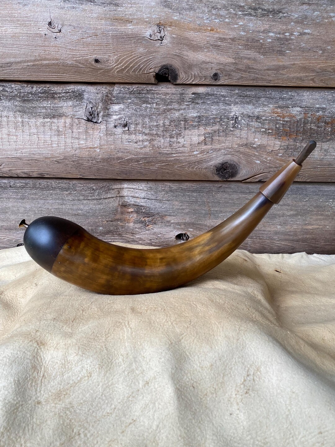 Large “farm House” or “rifleman’s” Style Horn With Carved Tip and Maple ...