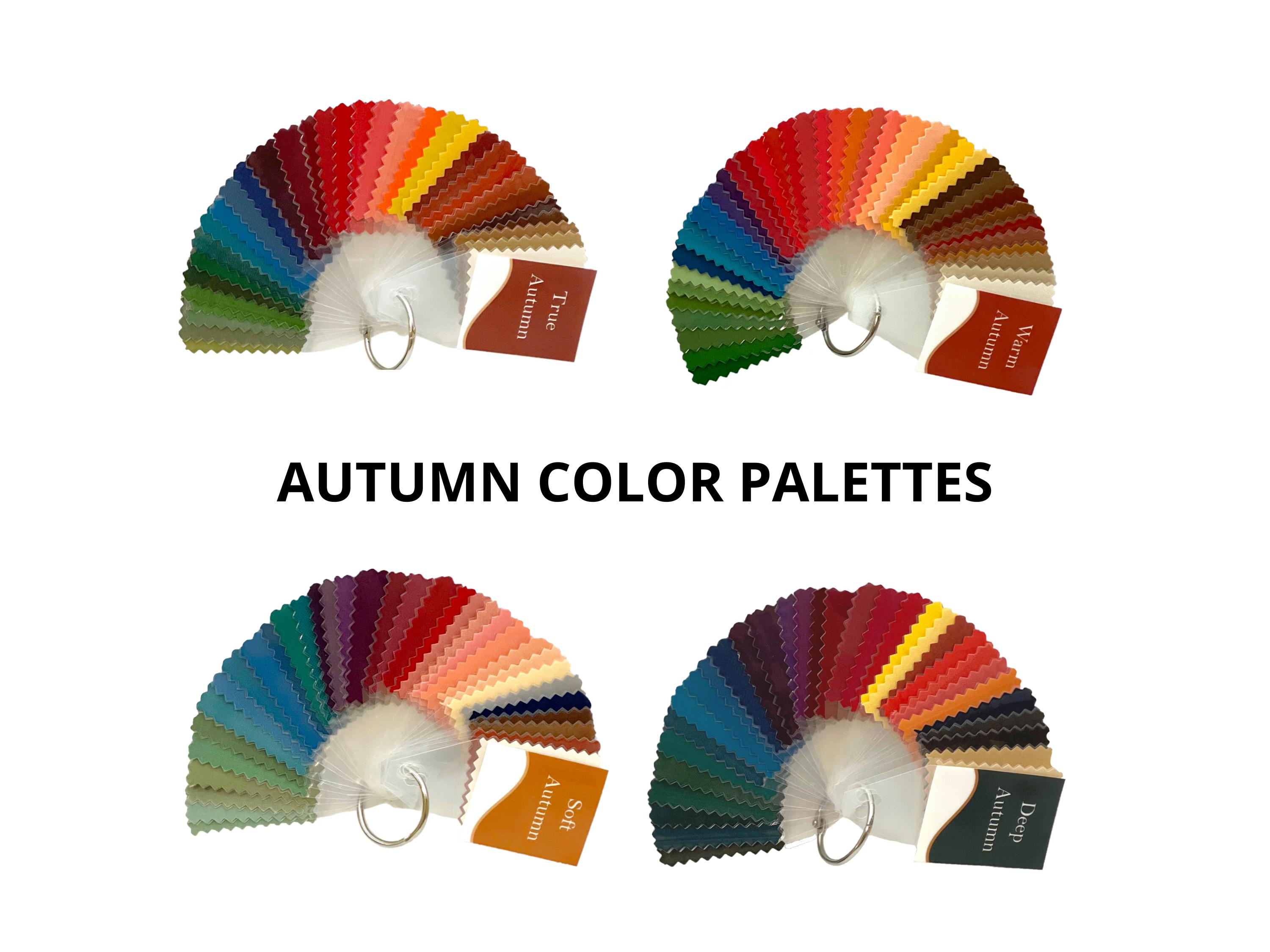 4 Autumn Color Palette Bundle: Laminated Fabric Swatches - Seasonal ...