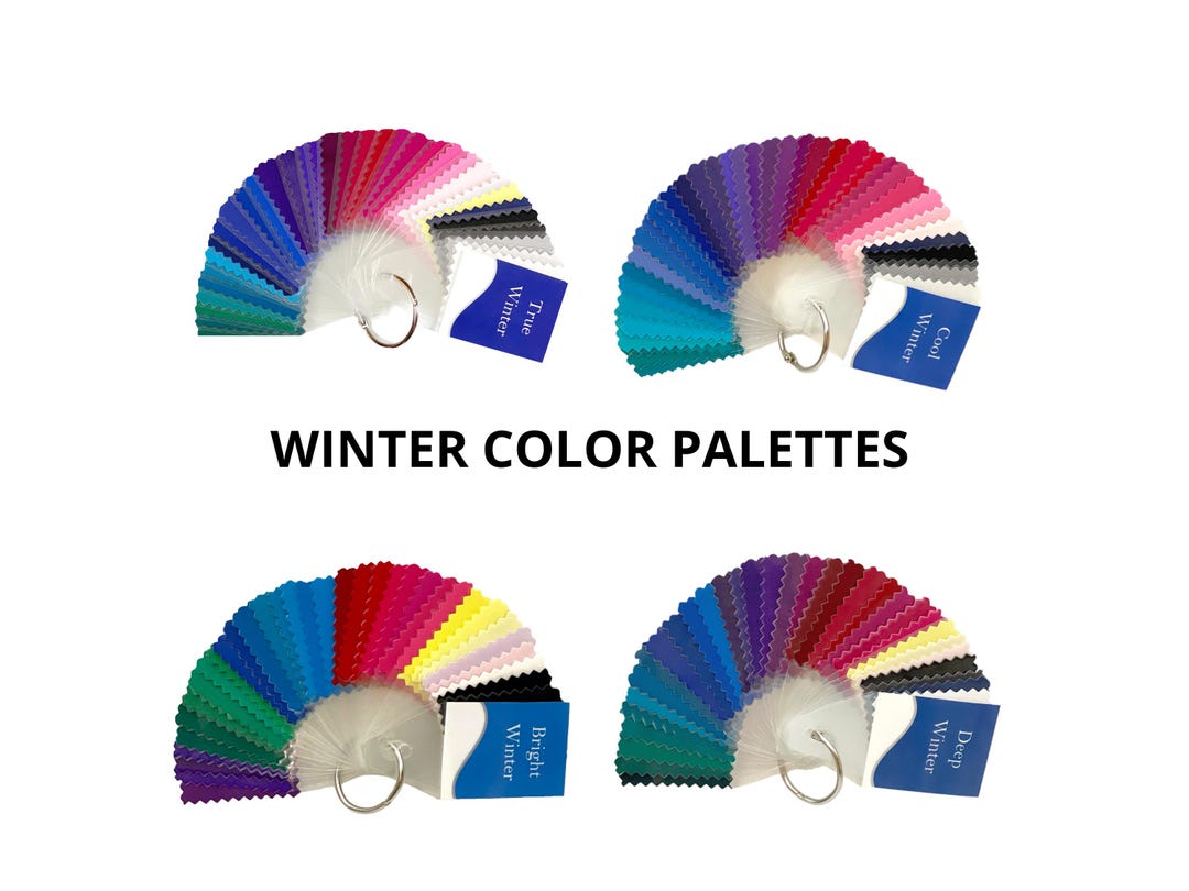 4 Winter Color Palette Bundle: Laminated Fabric Swatches - Seasonal ...