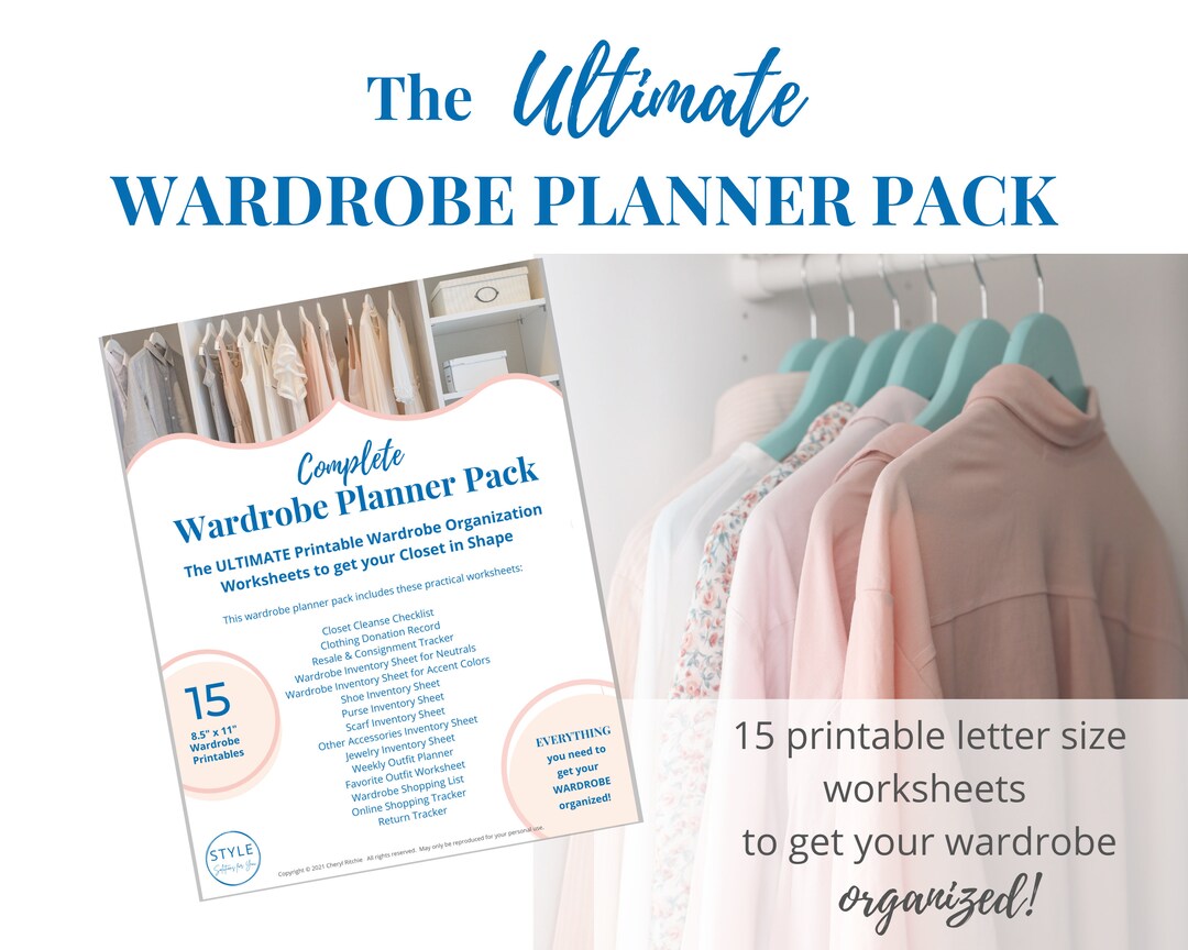 Wardrobe Planner Pack With 15 Worksheets Including Closet Cleanse ...