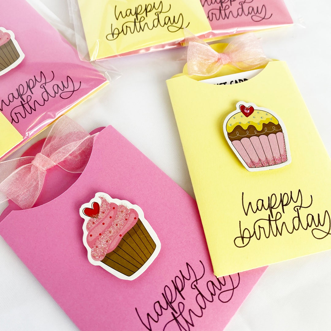 Happy Birthday Gift Card Holders With Dimensional Cupcake Accents and ...