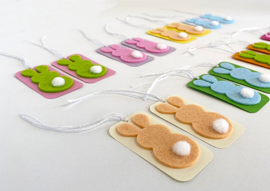 Easter Bunny Gift Tags Easter Basket Toppers Felt Bunny With Cotton ...