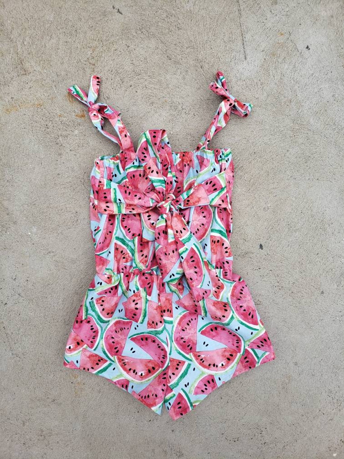 Watermelon Romper With Bow Details - Etsy